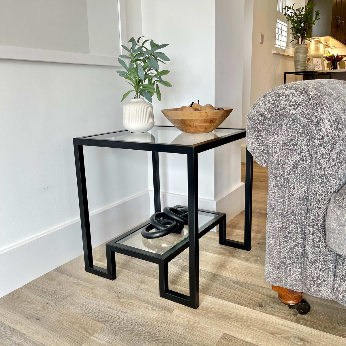 Hudson Glass Metal Side Table - Black — Rose And Walker