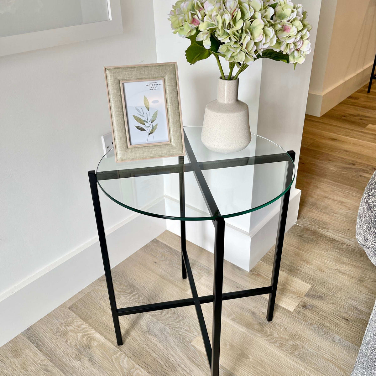 Black Round Glass Metal Side Table UK — Rose And Walker