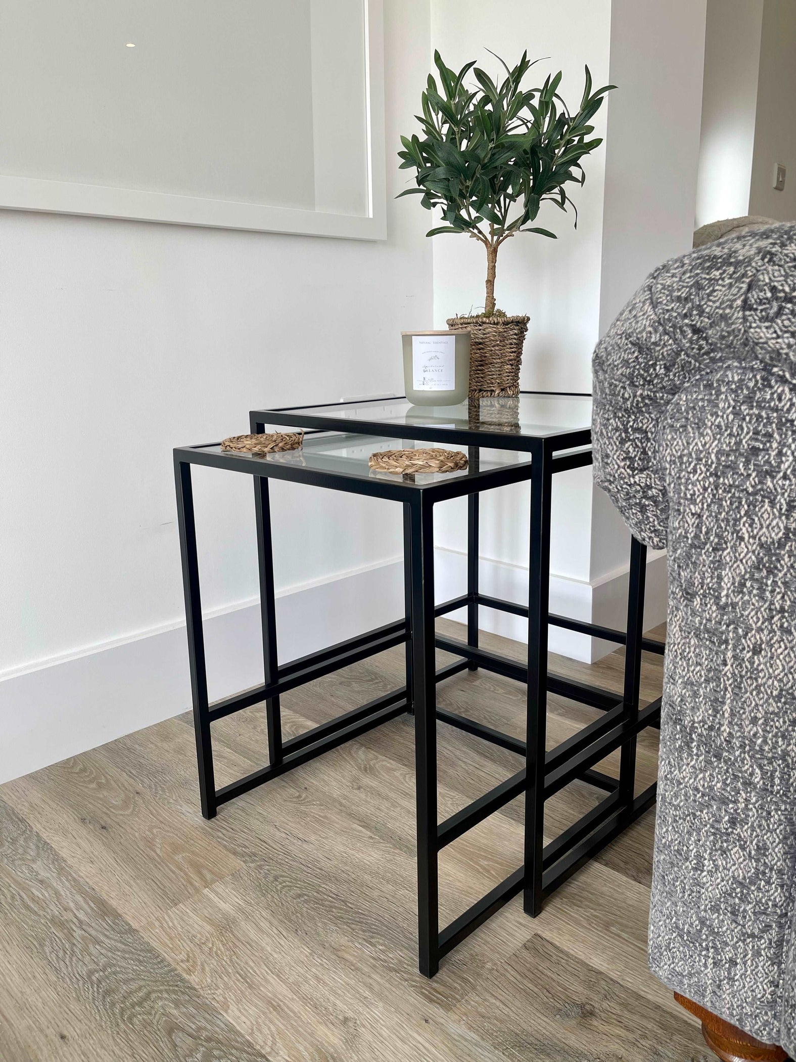 Aria Glass Metal Nesting Side Tables - Black — Rose And Walker