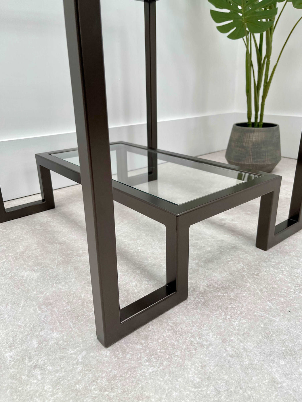 Glass Metal Side Table Dark Bronze UK — Rose And Walker