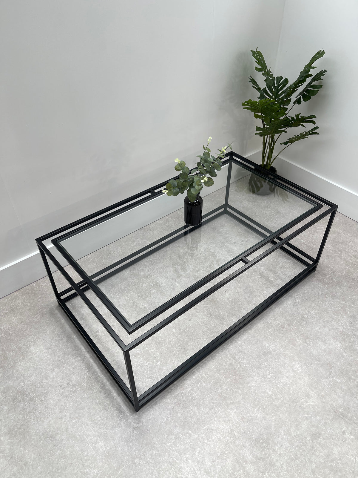 Thea Glass Metal Coffee Table - Black — Rose And Walker