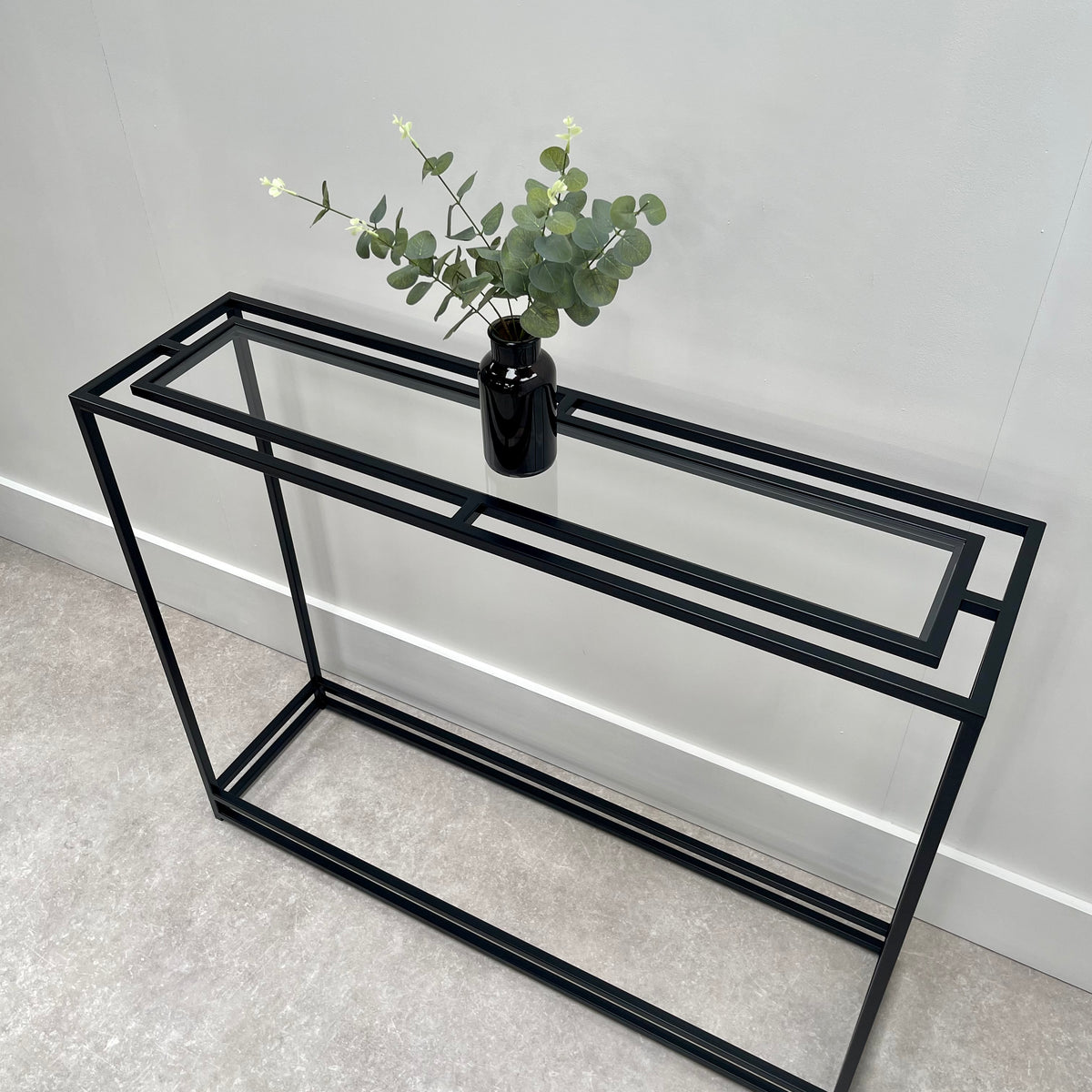 Thea Glass Metal Console Table - Black — Rose And Walker