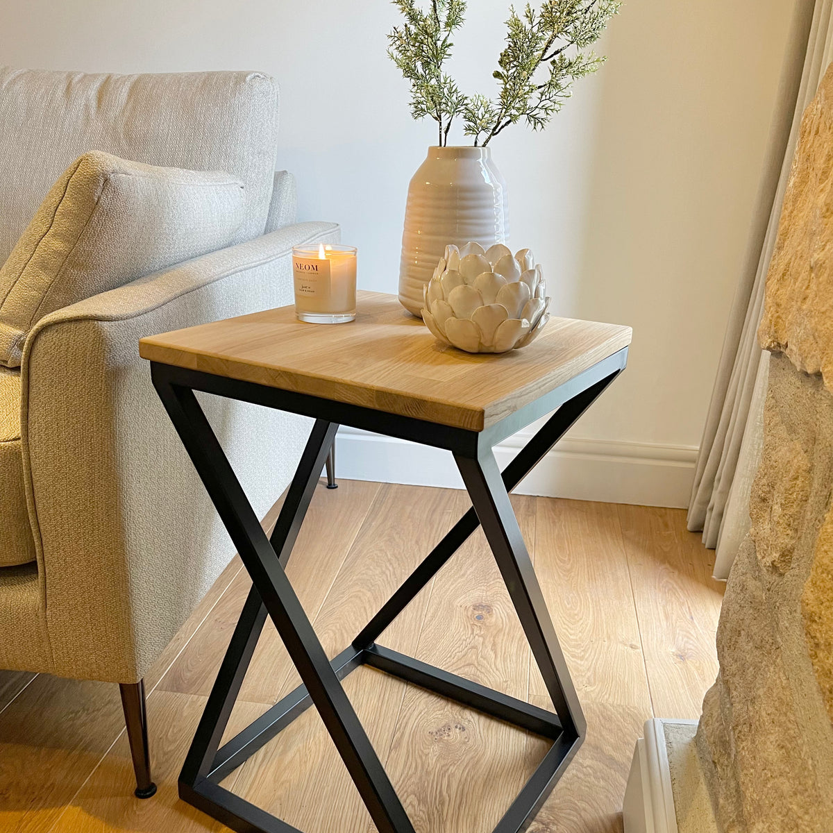 Twisted Oak Top Side End Table UK — Rose And Walker